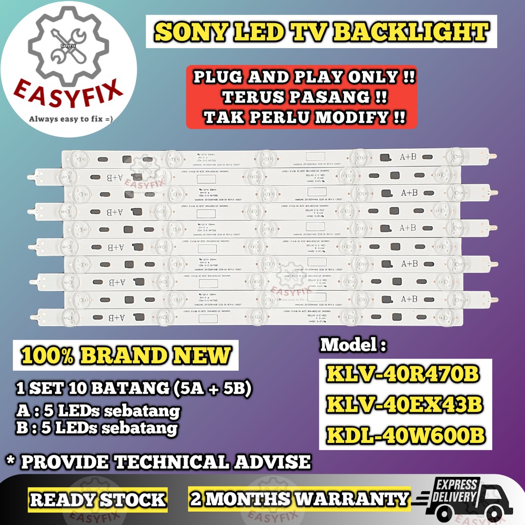 KDL-40R470B / KLV-40R470B / KLV-40EX43B / KDL-40W600B SONY 40 INCH LED ...