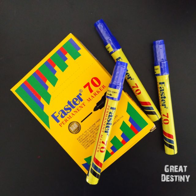 Faster Permanent Marker 70 - Blue [12pcs/box] | Shopee Malaysia