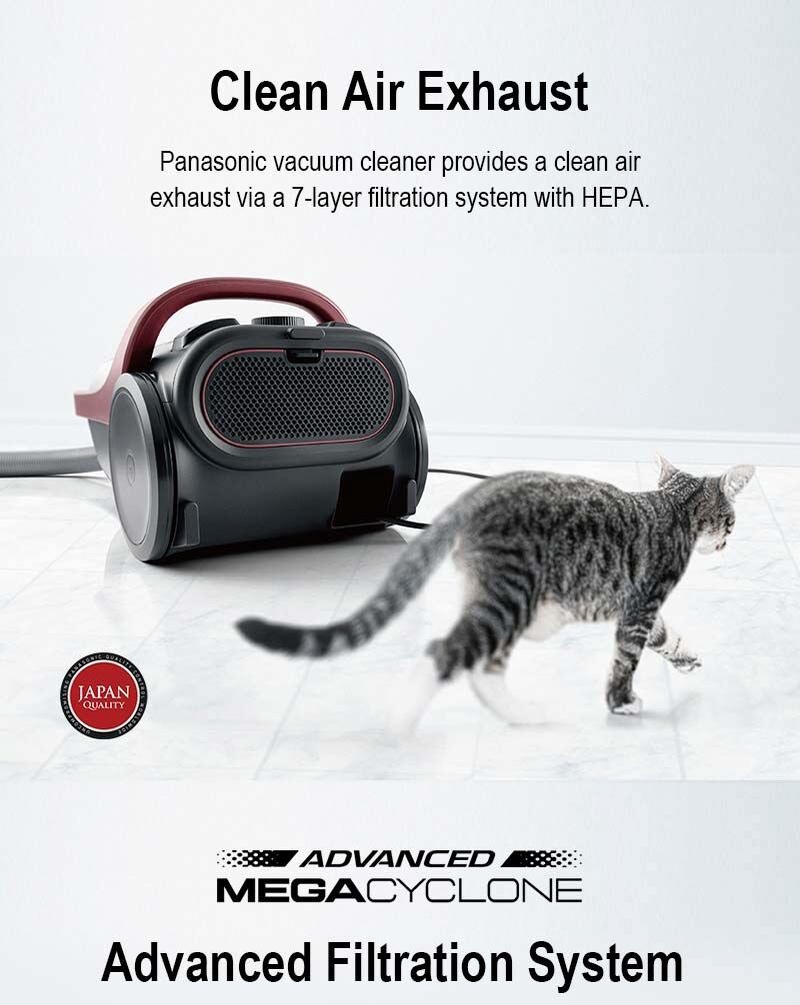 Panasonic MC-CL607RV47 Powerful 2100W Cyclone Bagless Canister Vacuum ...