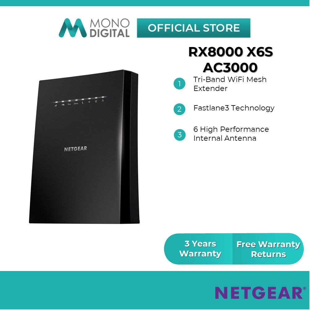 Netgear EX8000 AC3000 Mbps Nighthawk Mesh X6S Tri-Band Mesh Wi-Fi Range ...