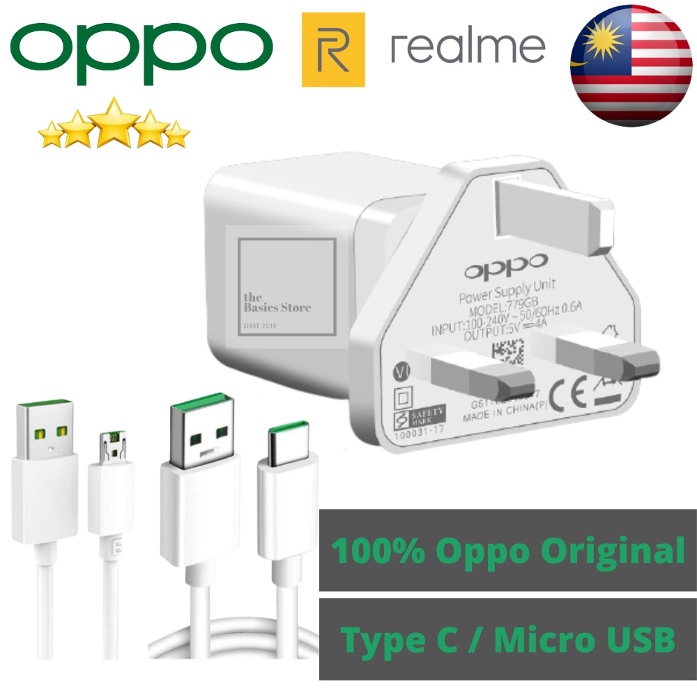 OPPO Realme VOOC Charger Fast Charging 20W Type C/Micro USB Cable ...