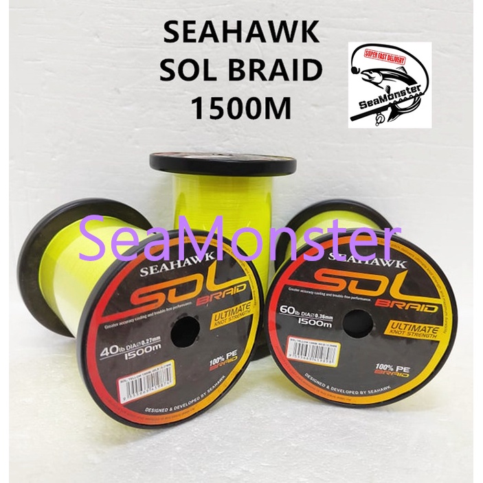 SeaMonster SEAHAWK 1500M SOL 4X BRAIDED LINE TALI PANCING FISHING LINE ...