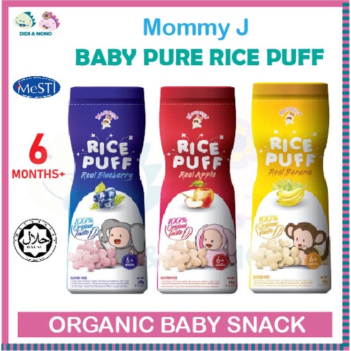 HALAL MommyJ Pure Rice Puffs Biskut Makanan Bayi Makanan Sampingan Bayi ...