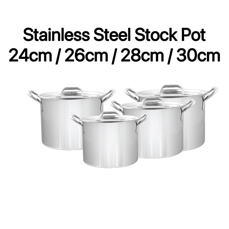 Stainless Steel Stock Pot 24/26/28/30cm Casserole Cooking Pot / Deep ...