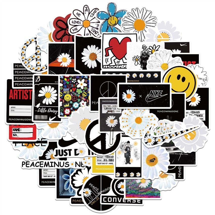 50Pcs/Set Daisy Flowers Series 03 G-DRAGON GD KPOP Fashion Brand Logo ...