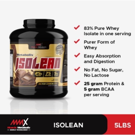 MMX Muscle Metabolix|Metabolix ISOLEAN 5LBS 100% Isolate 75 Servings ...