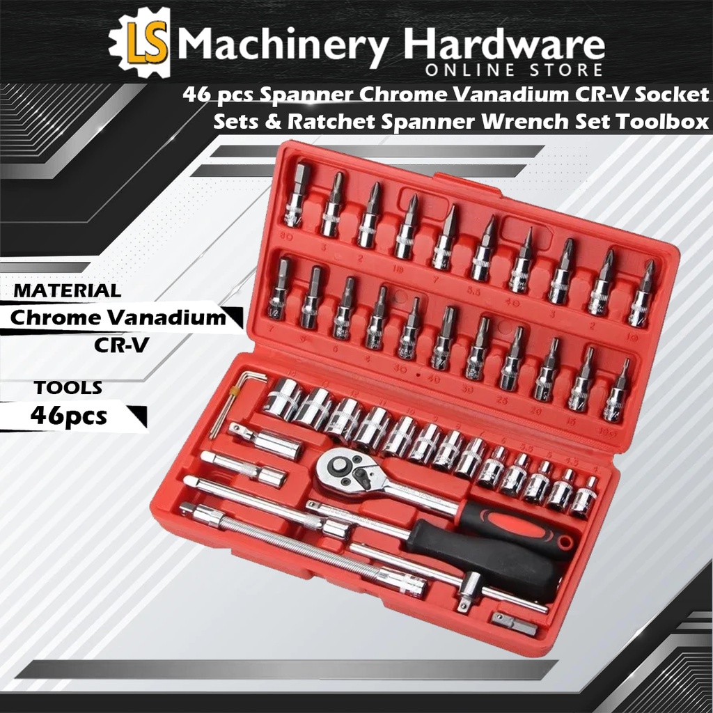 46 pcs Spanner Chrome Vanadium CR-V Socket Sets & Ratchet Spanner ...