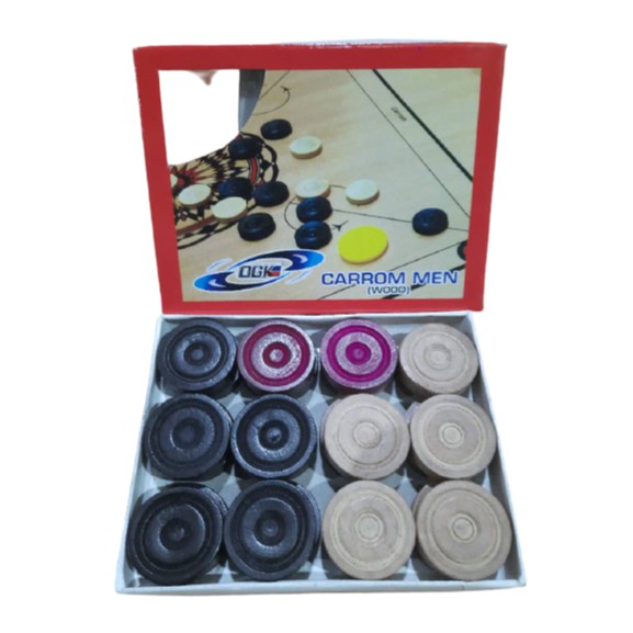 Carrom Men Wooden quality wood striker disco powder carrom men kayu set ...
