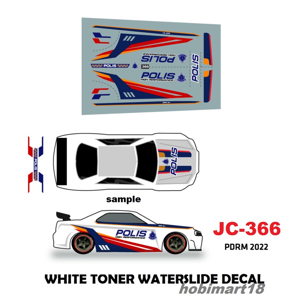 JC366 - PDRM 2022 DECALS Hotwheels 1:64 diecast custom white toner ...