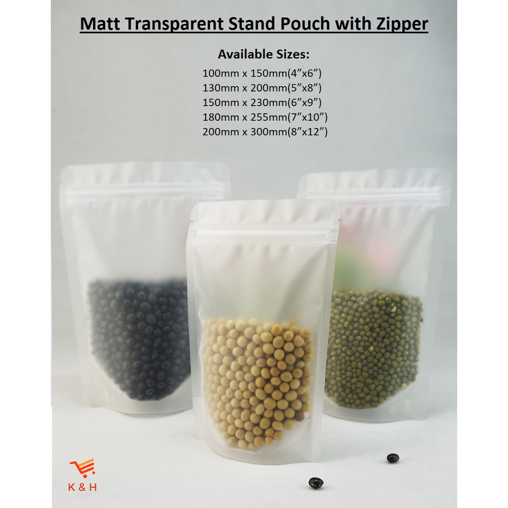 (50pcs+-) Matt Transparent Stand Pouch / Matt Transparent Stand Bag ...