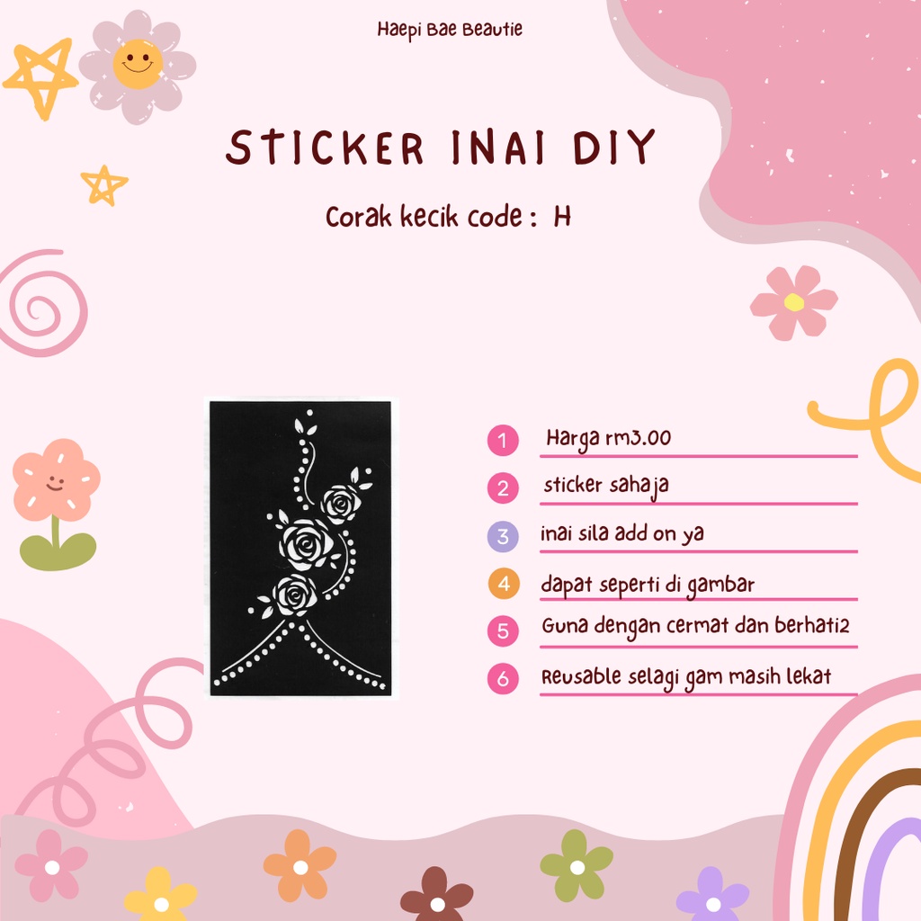 sticker inai tangan design kecik stiker inai corak menarik inai ...