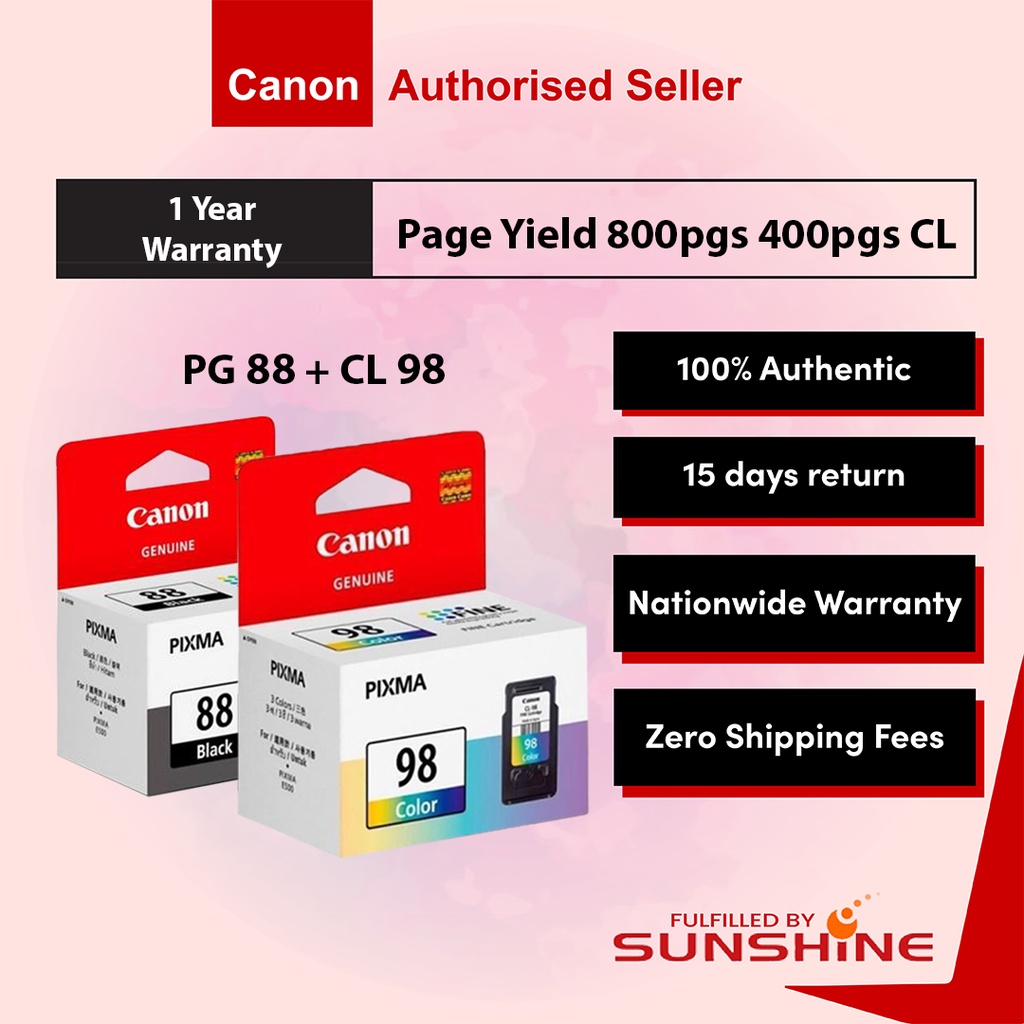 Canon PG 88 CL 98 Black and Color Ink Cartridge pg88 cl98 e510 e610 ...