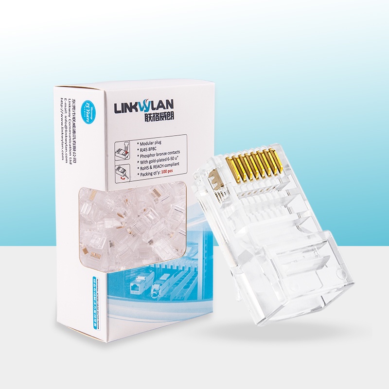 Linkwylan RJ45 Cat5e Cat6 UTP 8P8C Modular Plug Unshield Male Connector ...
