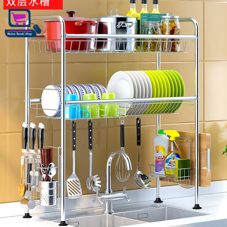 Stainless Steel Draining Single Double Sink Dish Rack Drainer Storage ...