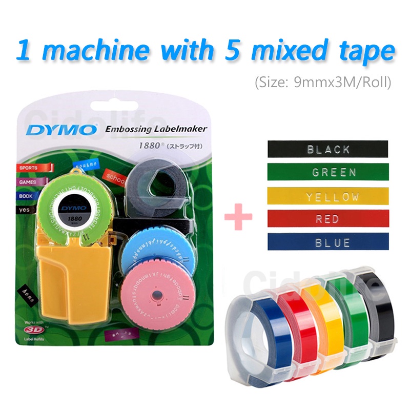Dymo 1880 Manual Label Maker with 9mm(3/8") 3D Embossing pvc plastic ...