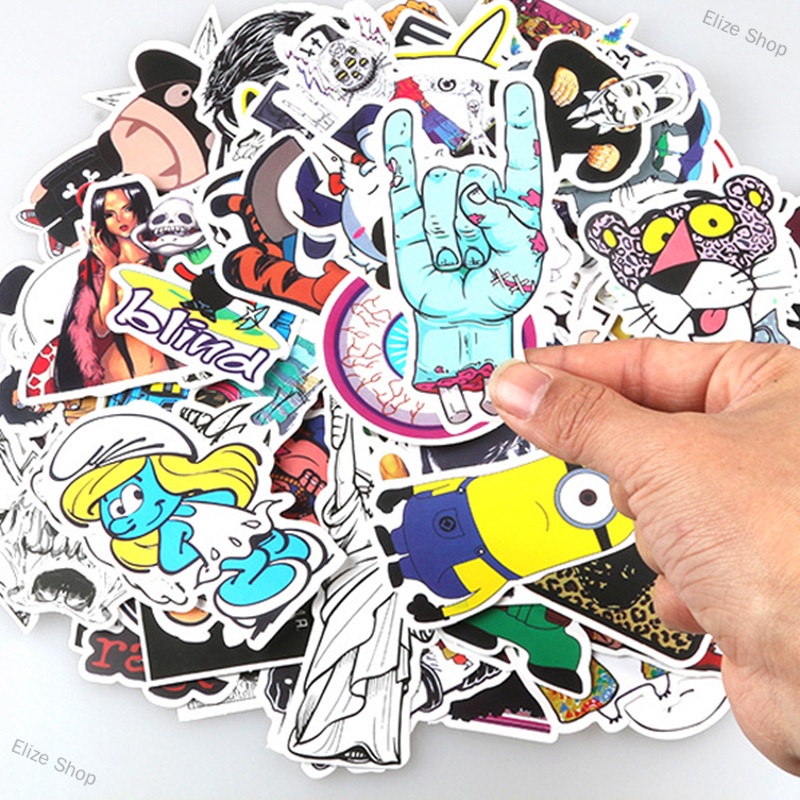 Elize Shop 100pcs Non Repeating PVC Cartoon Colorful Printing Stickers ...