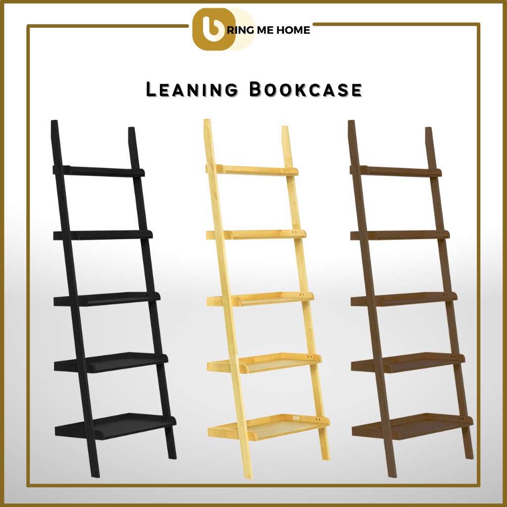 MILTY Ladder Book Rack Bookshelf Leaning Bookcase Shelf Rack Display ...