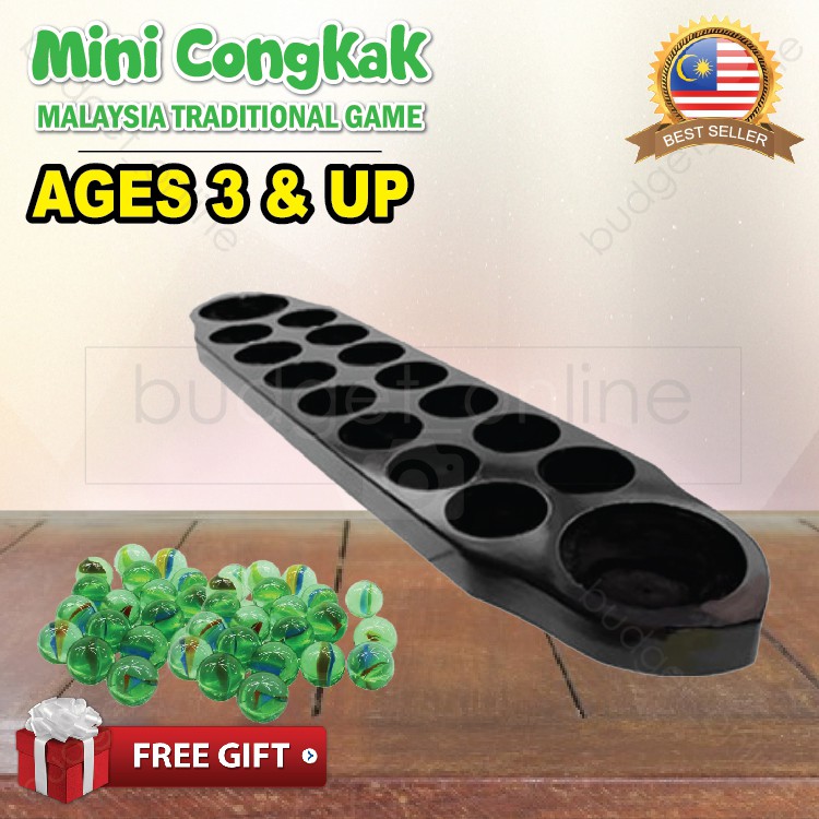 Mini Wooden Congkak Board Malaysia Traditional Games FREE MARBLES/Papan ...