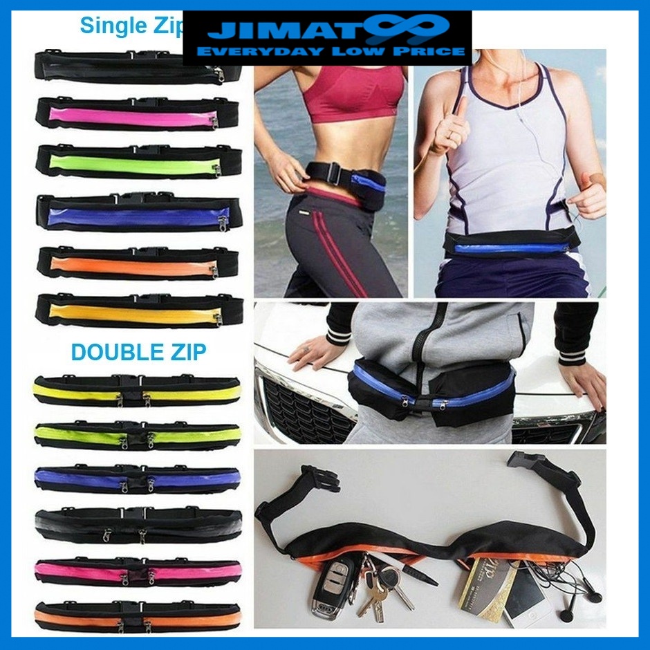 Single zip Double zipper waist running belt pouch Sports outdoor ...