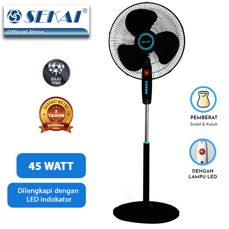 HITAM Sekai STANDING FAN 16 INCH ROUND LEGS STAND FAN SEKAI SFN 1621 ...