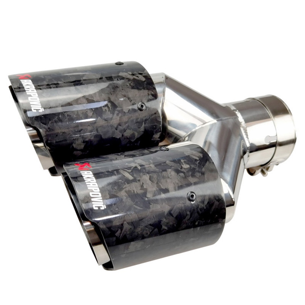 Dual Forged Carbon Fiber + Stainless Steel Universal Auto Akrapovic ...