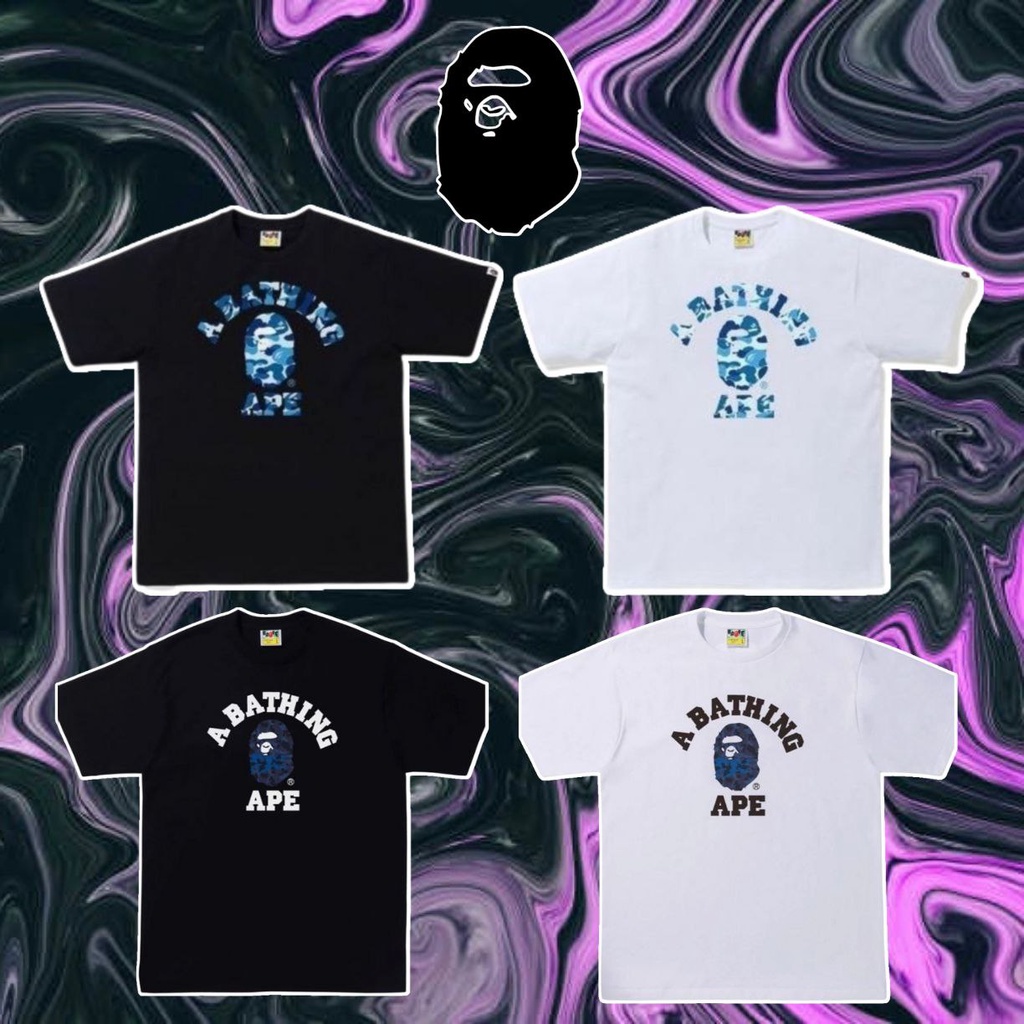 BAPE ABC BLUE CAMO COLLEGE TEE | Shopee Malaysia