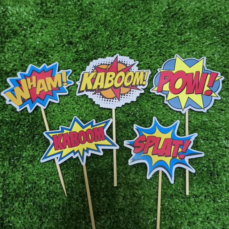 Cake Topper kaboom, pow, splat, wham/hiasan kek secret recipe@mamasab ...