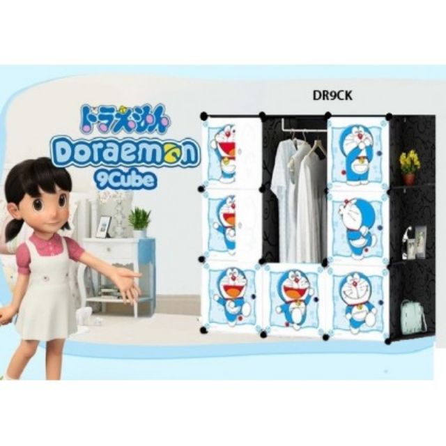 DORAEMON BLACK 9C DIY Rack Storage Cabinet Wardrobe Corner Rack With ...