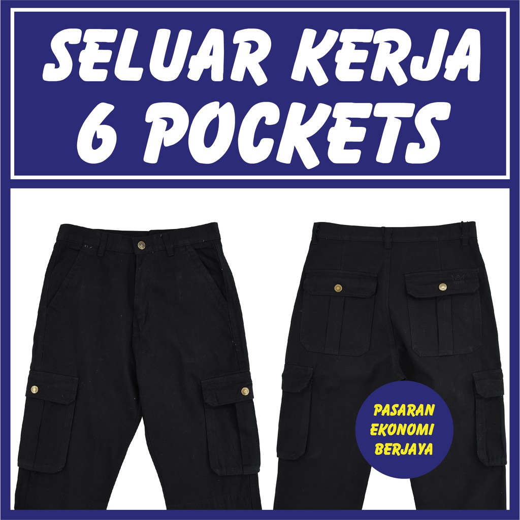 SELUAR POCKET 4655# CARGO PANTS KARGO SLACK SIX POCKETS SELUAR KERJA ...