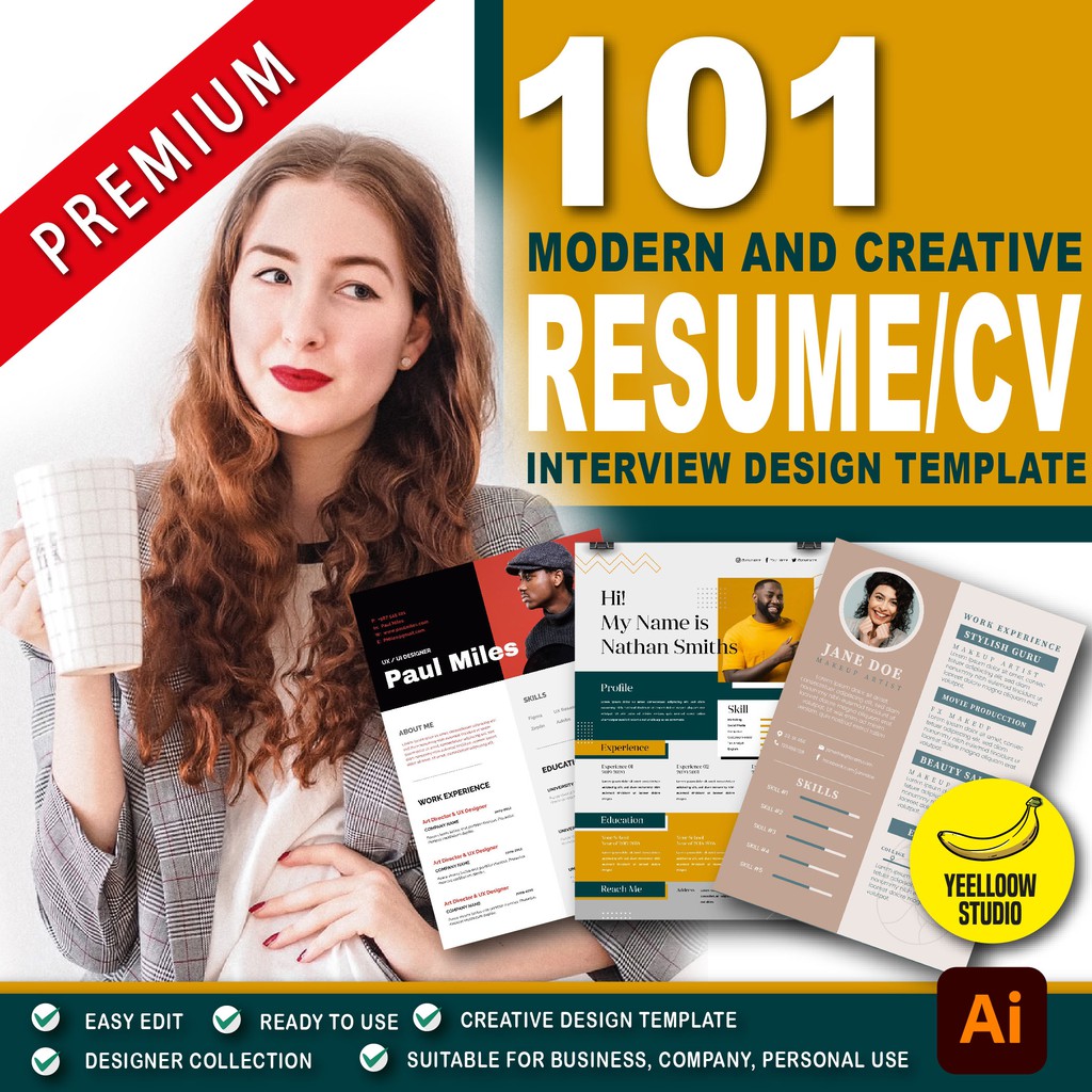 101 Resume/CV interview design template easy edit - AI/Vector | Shopee Malaysia