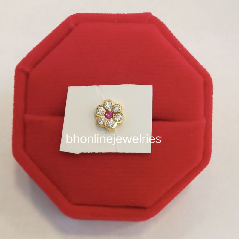 Gold White and Red Stone Flower Design Mukuthi | Shopee Malaysia