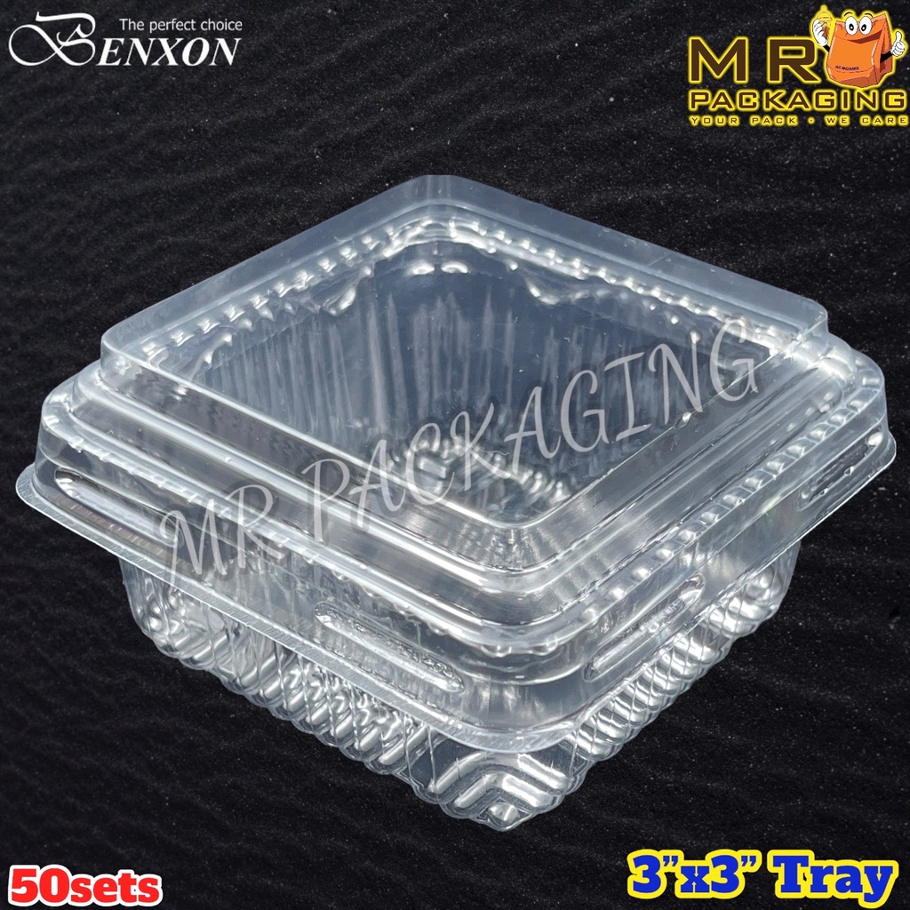 3" Plastic Tray & Lid [ 50pcs± ] Mooncake 888 Bakery Clear OPS PET Food ...