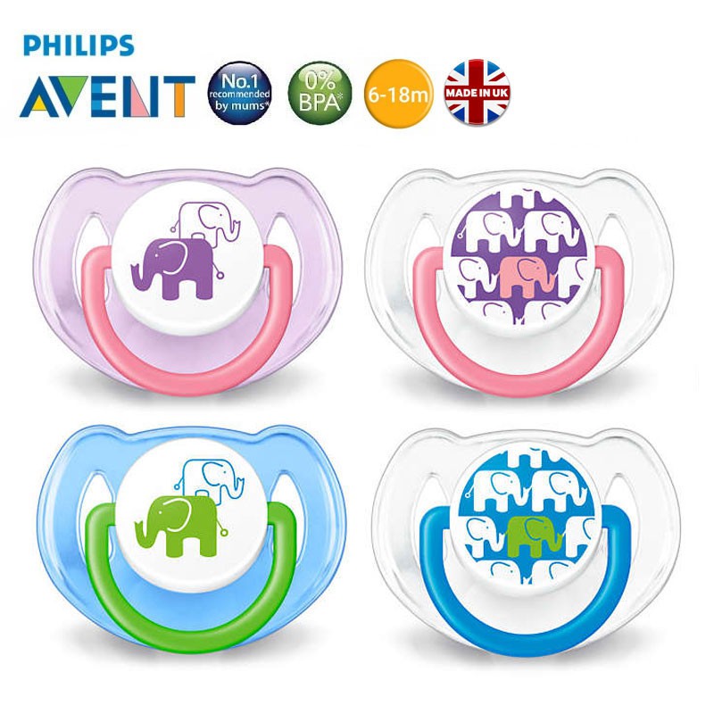 Philips Avent Orthodontic Elephant Soother Pacifier 6-18m with Case ...