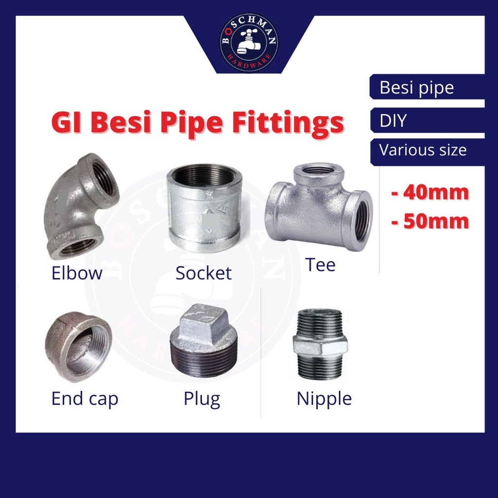 GI Pipe fittings GI Galvanized Iron Joint Fittings Connector Besi ...
