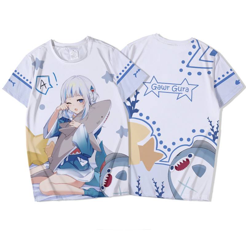 Sam Hololive Vtuber Gawr Gura T-shirt Anime Short Sleeve Top Casual ...