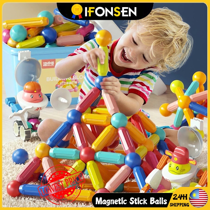 216PCS Kids Magnetic Stick Balls Building Toy Blocks High Quality 3D ...