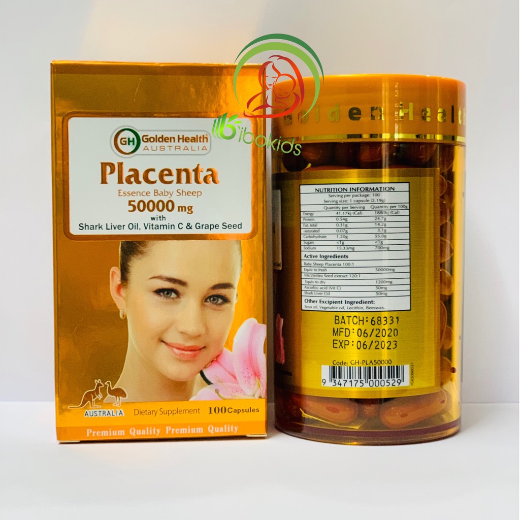 Golden Health Placenta Sheep Placenta 50000mg Australia (100 Capsules ...