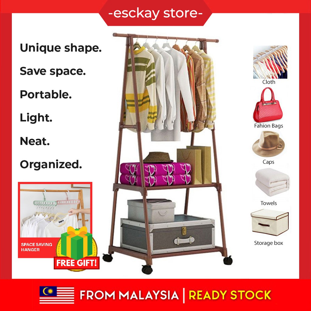 [FREE GIFT] Open Tri-Angle Rack Wardrobe (Almari, Wardrobe, Rak, Rack ...