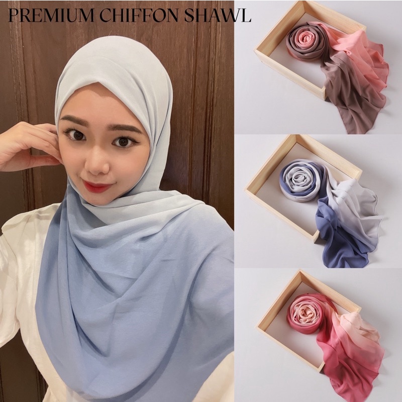 [Ready Stock] Two Tone Shawl Bubble Chiffon Fashion Scarf Tudung Hijab | Shopee Malaysia