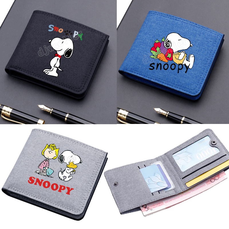 Snoopy Canvas Wallet Leisure Boy Short Style Purse Portable Bifold ...