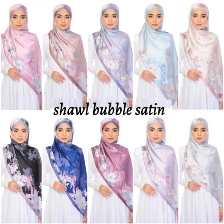 SHAWL SATIN CORAK | BUBBLE / SILK SATIN | SELENDANG SATIN | Shopee Malaysia