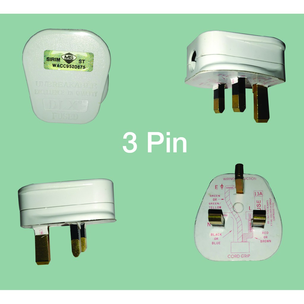 13A 3 Pin Plug Top / Approved UK Plug Top / Kepala Plug Elektrik ...