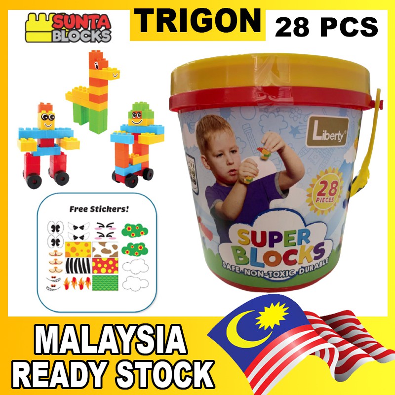 TRIGON SUNTA Basic Creative Safety Building Block 28pcs FREE Sticker ...