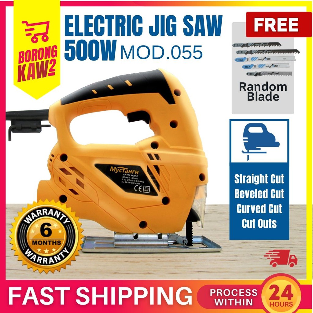 MOD.055 Electric Jig Saw 500W High Speed Cutter Machine Bevel Cut 0°-45 ...