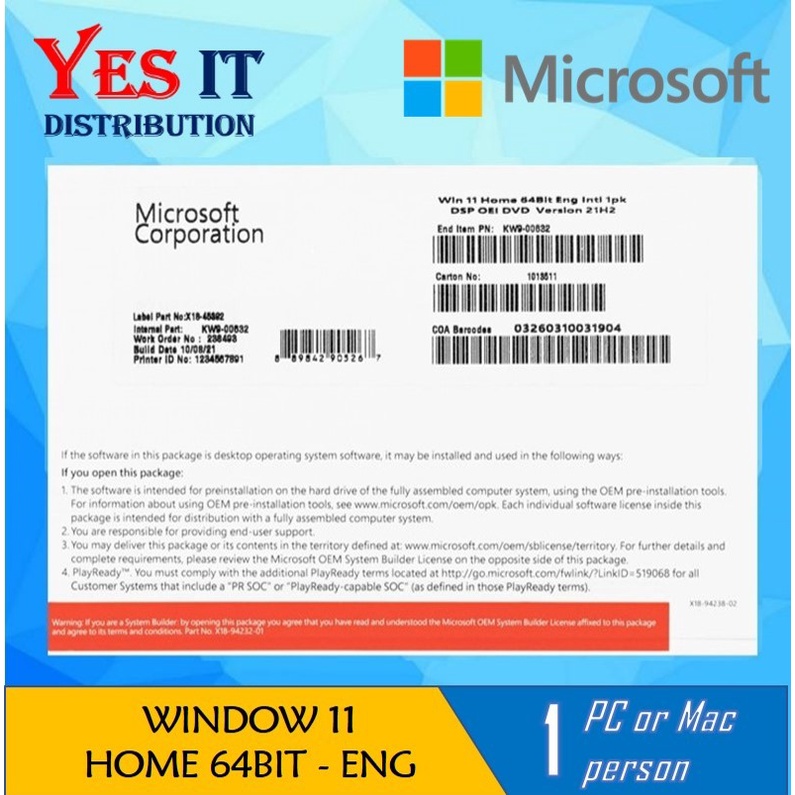 Microsoft Windows 11 Home English 64-bit / MICROSOFT WINDOWS 11 PRO ...