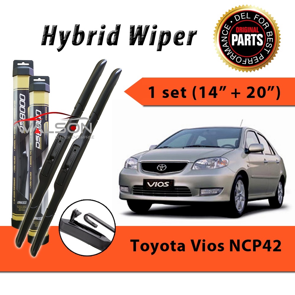 Hybrid Wiper Toyota Vios 2003 to 2006 NCP42 14"+20" (1set) | Shopee ...