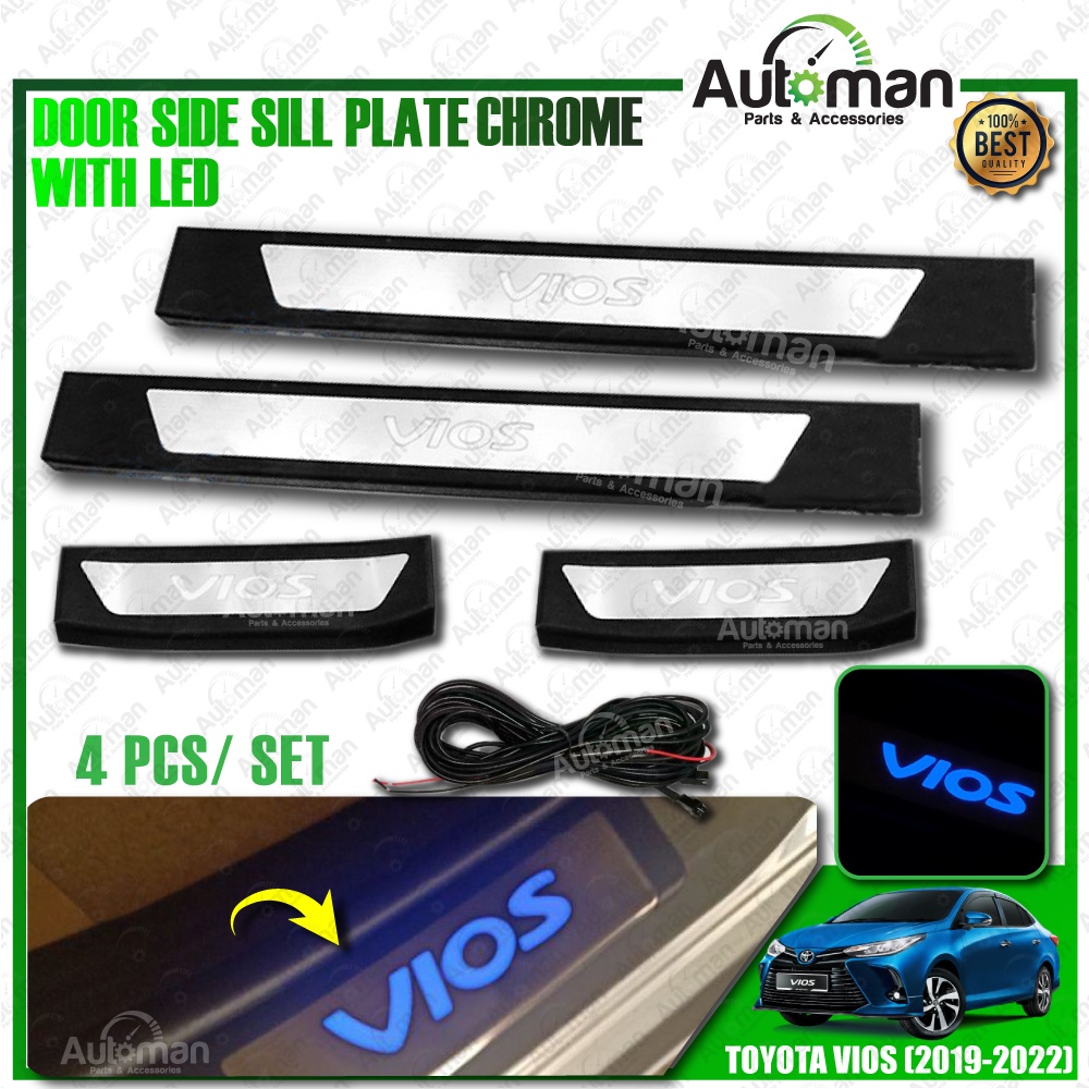 LED Toyota Vios 2019 - 2022 Car Door Side Sill Step Plates Side Plate ...