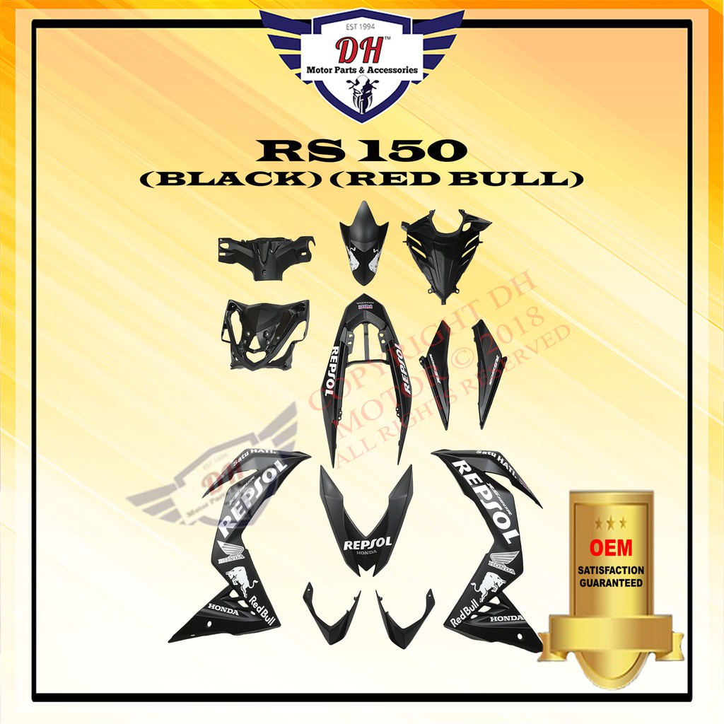 RS 150 (OEM) COVER SET HONDA RS150 R WINNER (BLACK , RED BULL) FULL SET ...