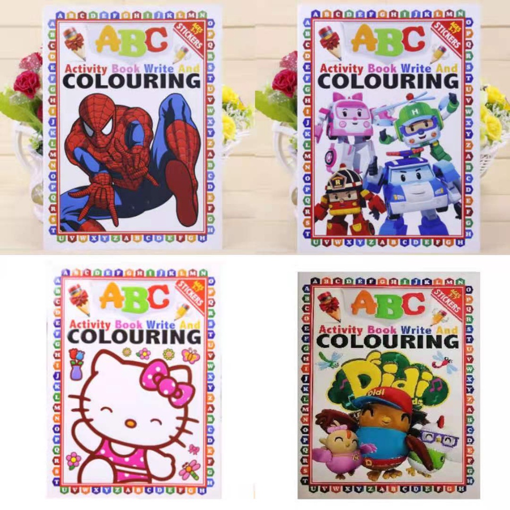 Kids Coloring & Writting Alphabet ABC Book Sticker A4 Size Early ...