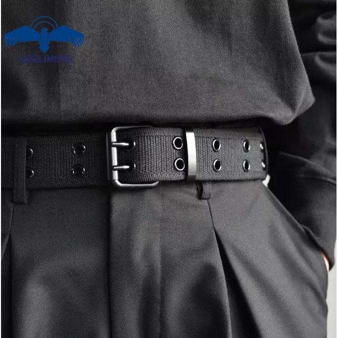 LEGILIMENS Men's Pin Buckle Canvas Belt Personalized Double Pin Buckle ...